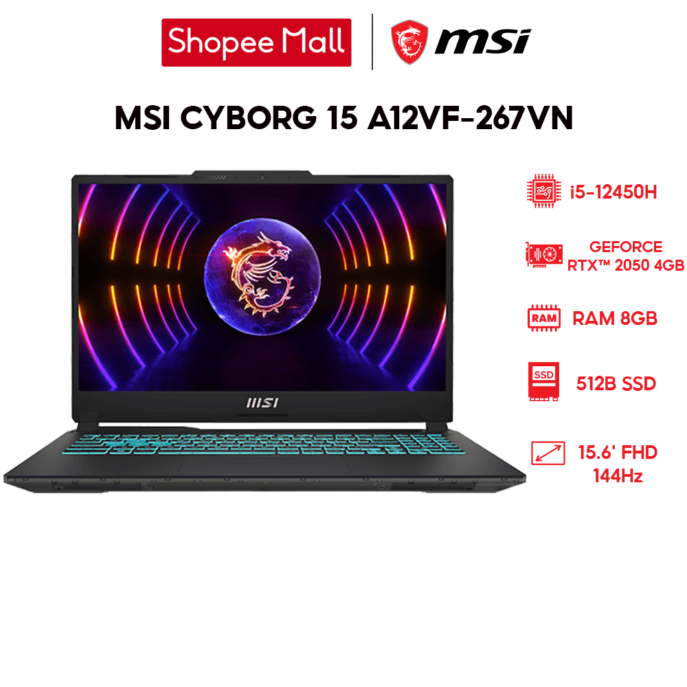 Laptop MSI Cyborg 15 A12UCX-281VN i5-12450H | 8GB | 512GB | RTX 2050 ...