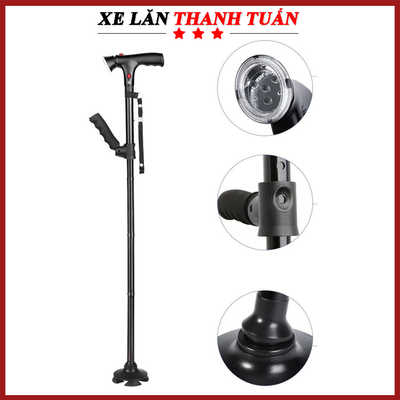 Gậy batoong chống trượt Twin Grip Cane có tay vịn hỗ trợ đèn chiếu sáng ...