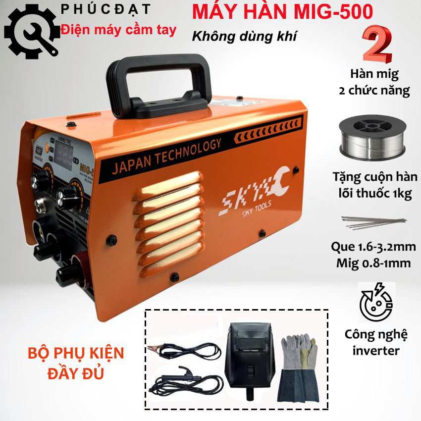 Máy Hàn MIG + Que 2 Chức Năng mini Máy hàn Mig 500 MÁY HÀN MIG MINI Máy Hàn MIG Hàn được cả Que ...
