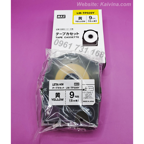 Cuộn nhãn vàng LM-TP509Y (9mm, 8m/ cuộn) hàng chính hãng MAX JAPAN dùng ...