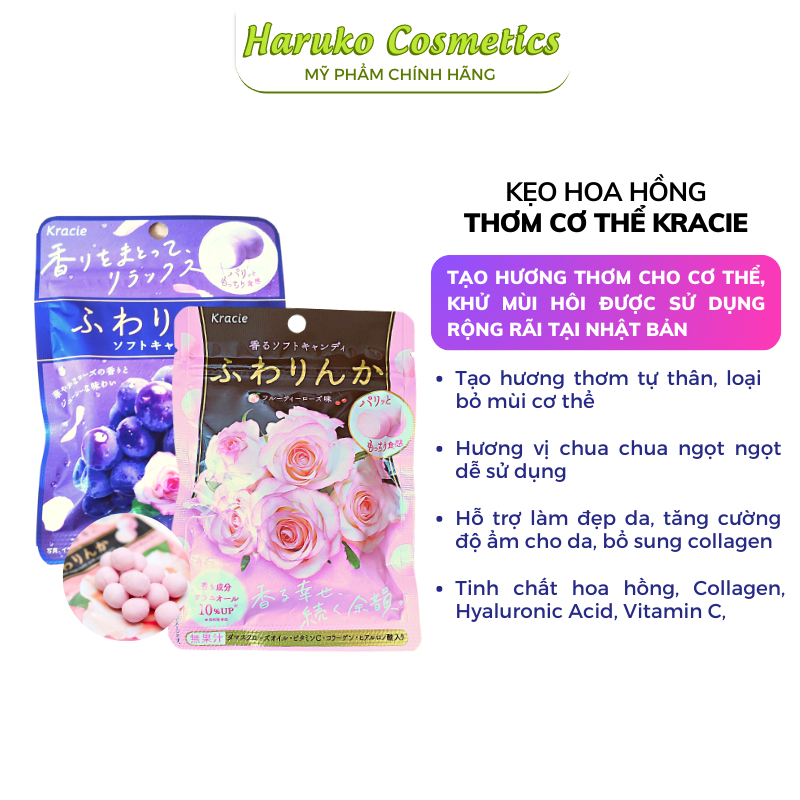 Kẹo Hoa Hồng Thơm Cơ Thể Kracie, Kẹo Hàm Hương Bổ Sung Collagen, Vitamin C Hỗ Trợ Đẹp Da Nhật ...