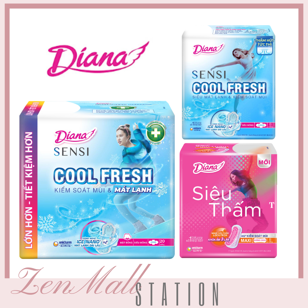 Bvs DIANA ban ngày siêu mỏng có cánh Sensi Cool Fresh/Băng vệ sinh ...