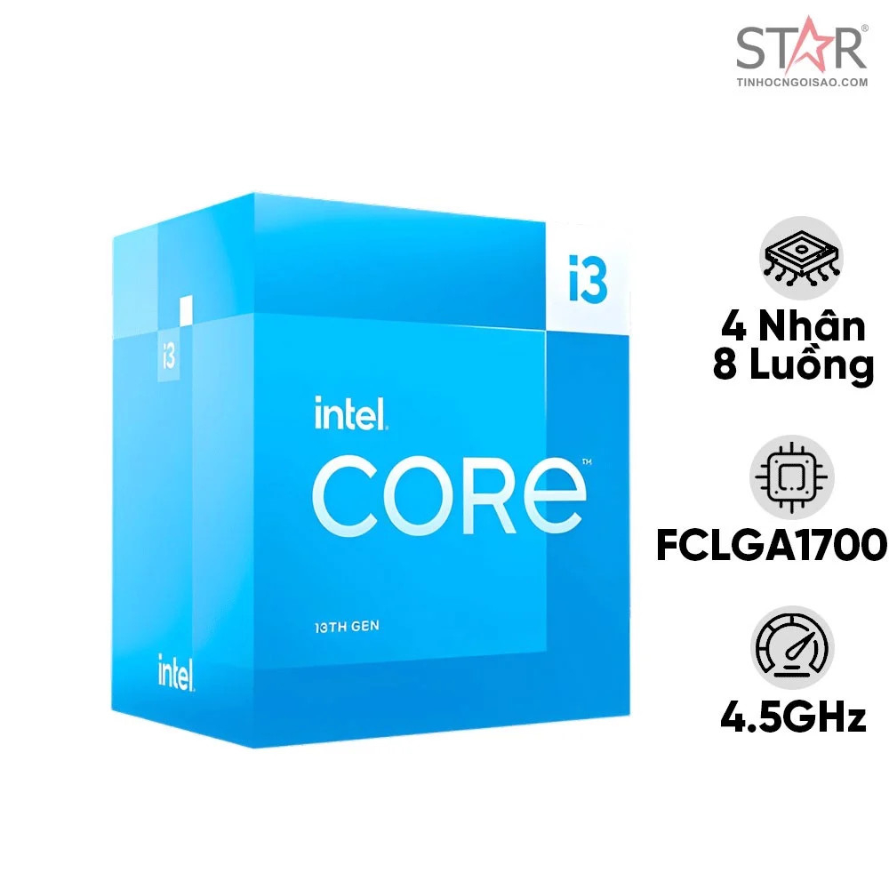 CPU Intel Core I3 13100 4 Cores 8 Threads 12MB Up to 4.5GHz Box Chính ...