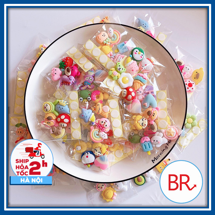 Set 10 Sticker charm 3D Kèm miếng dán trang trí couple valinetine ...