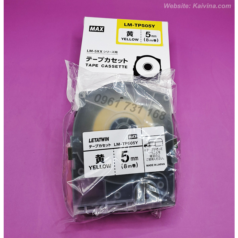 Cuộn nhãn vàng LM-TP505Y chính hãng MAX JAPAN dùng cho máy in đầu cốt ...