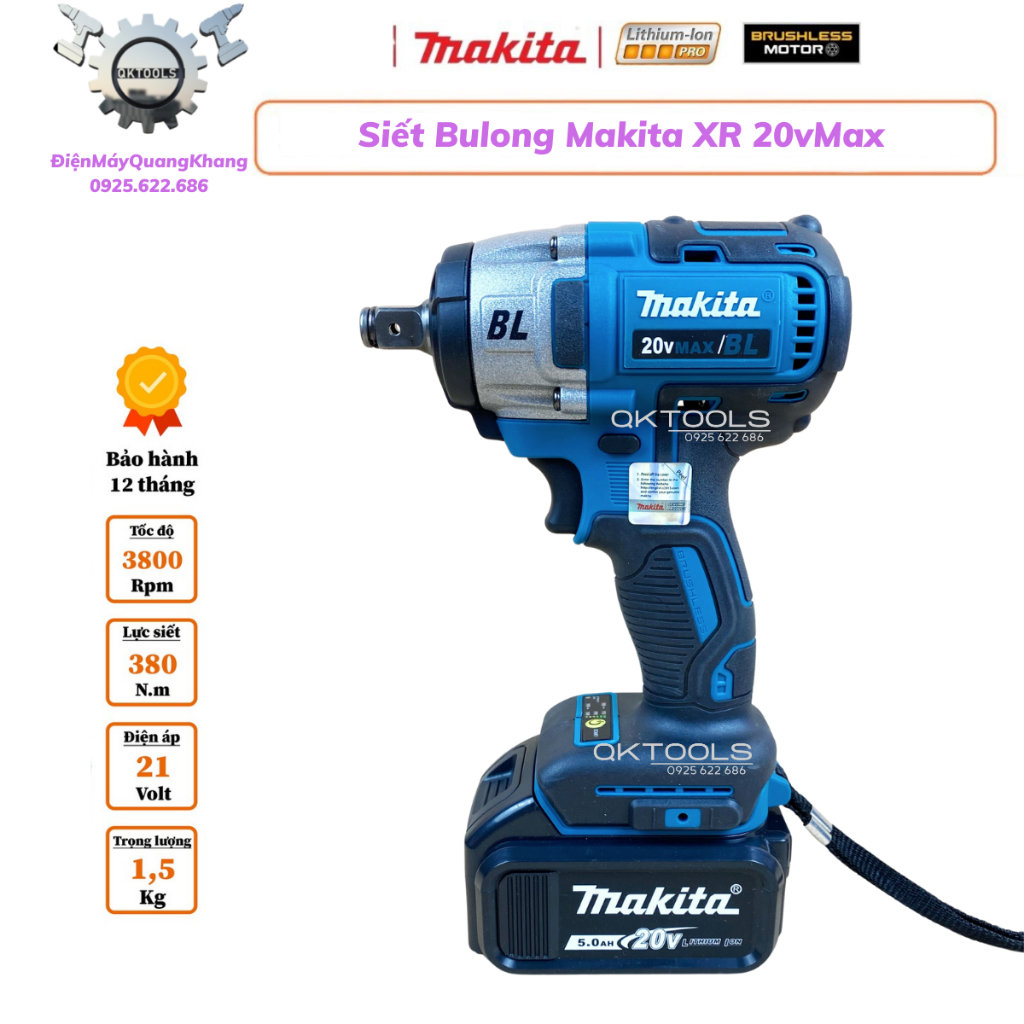 Máy siết bulong MAKITA 20v 480Nm Động Cơ Không Chổi Than, 3 Đèn Led Trợ Sáng | Shopee Việt Nam