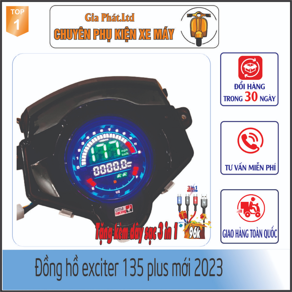 Đồng hồ điện tử Uma PLus gắn xe EXCITER 135cc - 8847z. - [Có tặng free ...