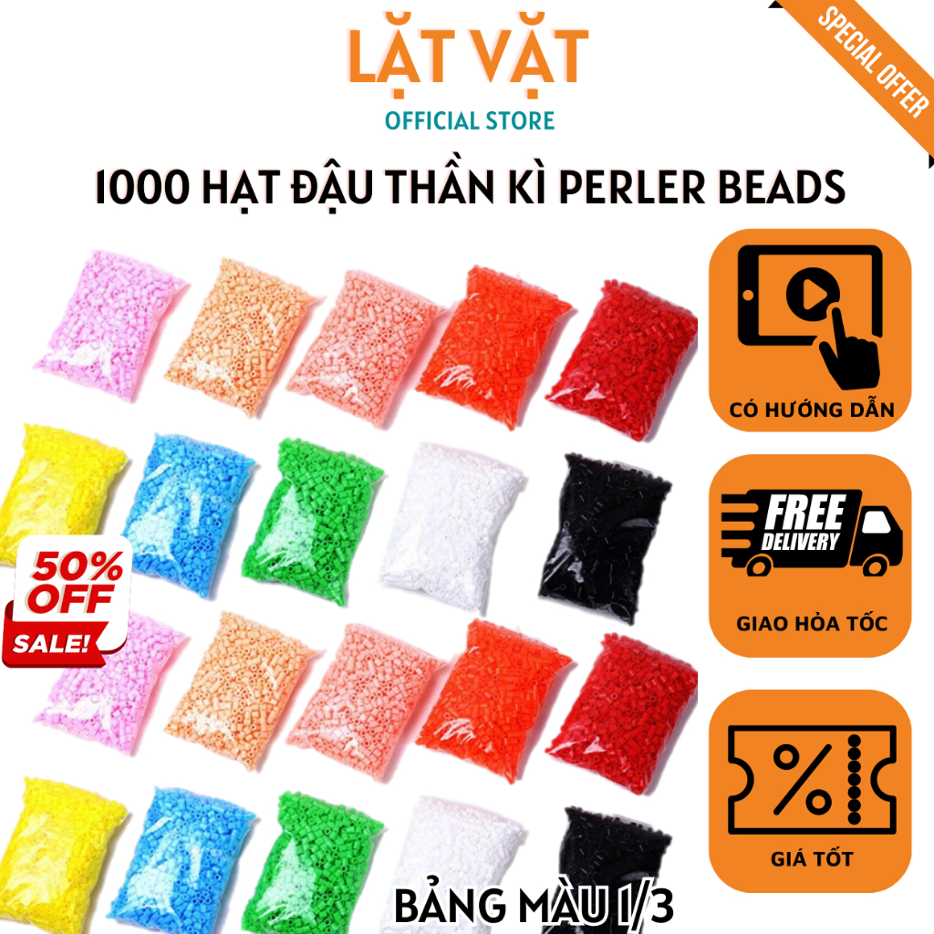 1000 Hạt đậu Thần Kì 5mm Bảng Màu 1 Mã Từ 01 đến 25 Hạt Nhựa đồ Chơi