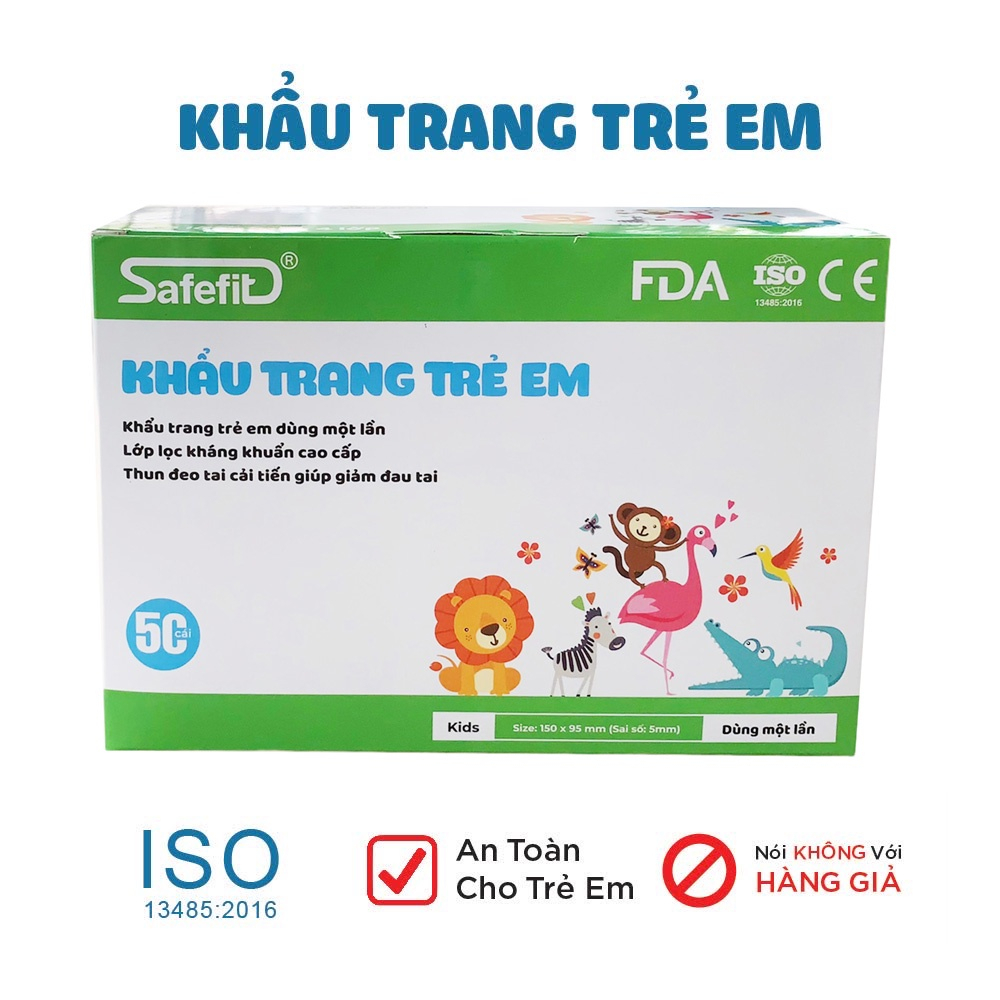 [CAO CẤP] Hộp 50 Khẩu Trang Y Tế SafeFit 3 Lớp Cho Trẻ Em Từ 6-13 tuổi ...