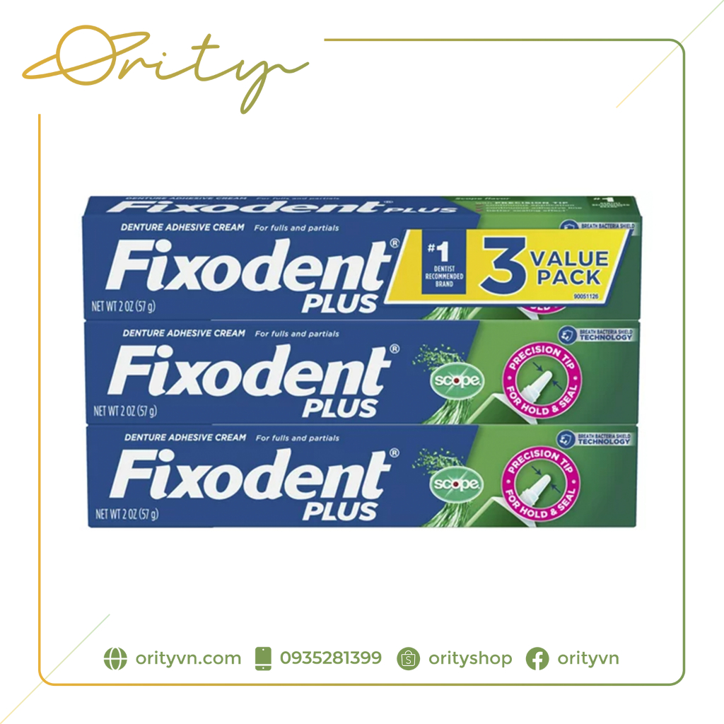 [Chính Hãng] Keo dán hàm răng giả, hàm tháo lắp Fixodent Denture Adhensive Cream loại Plus Scope ...