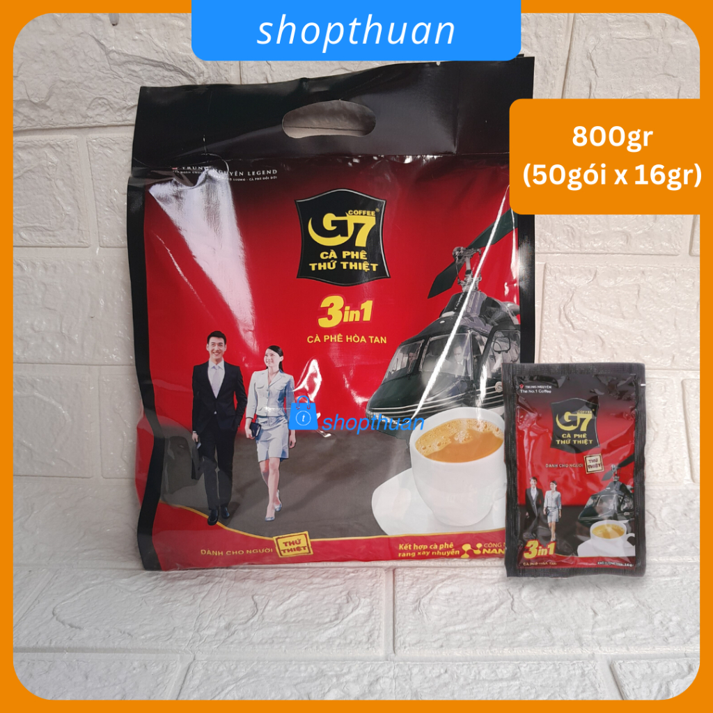 Cà phê sữa G7 3 in 1 800g ( 50 gói x 16g ) - Cafe hòa tan Trung Nguyên HSD : 16/03/2027 | Shopee ...