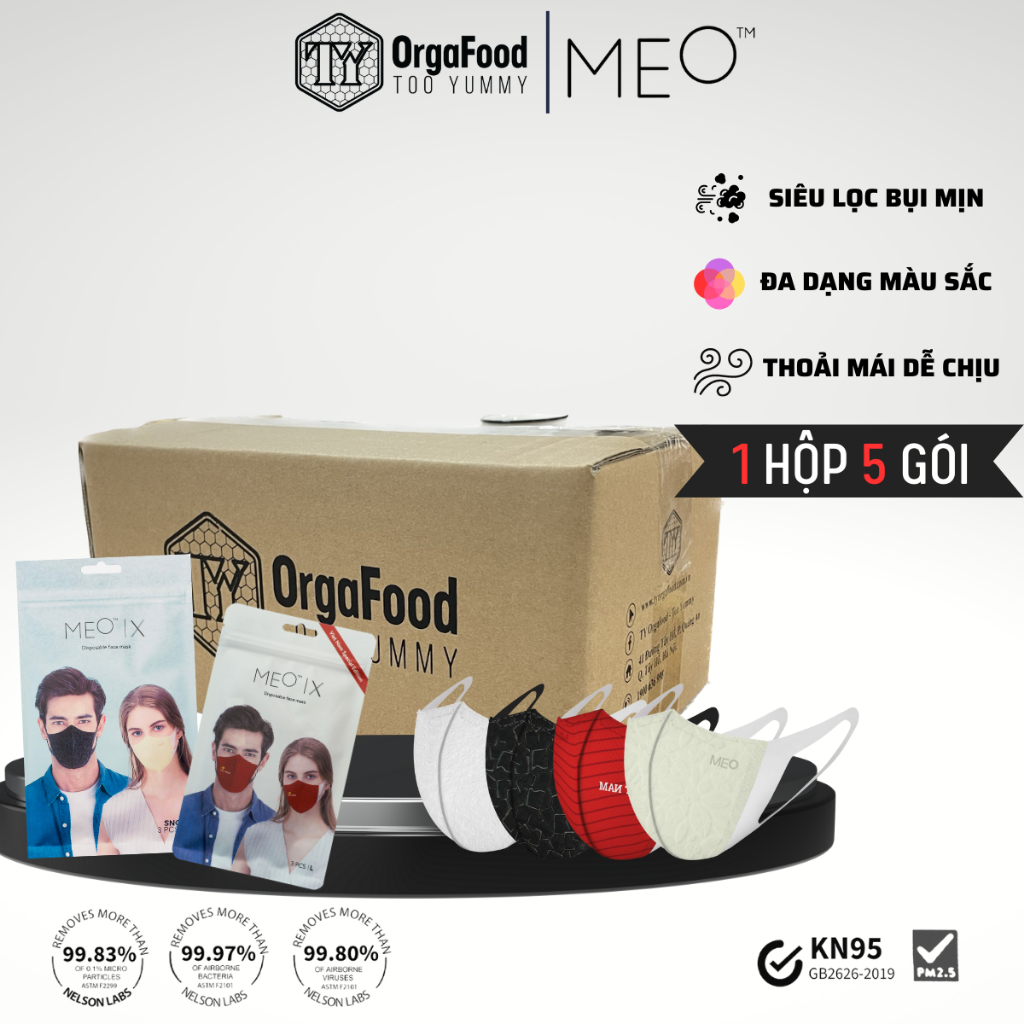 [Bán sỉ 1T] Khẩu trang 3D MEO X, kháng khuẩn và thời trang, thùng nhỏ 5 ...