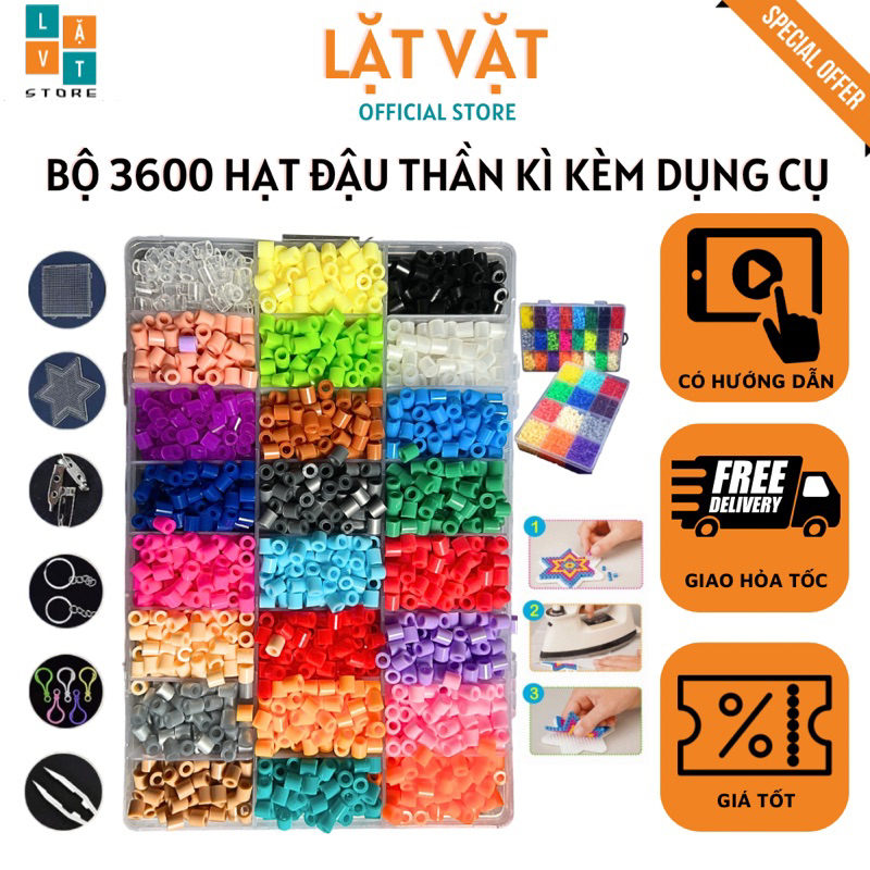 Bộ Xếp Hạt đậu Thần Kì 3600 Hạt 5 Mm Kèm Dụng Cụ Cho Bé Yêu Đồ Chơi