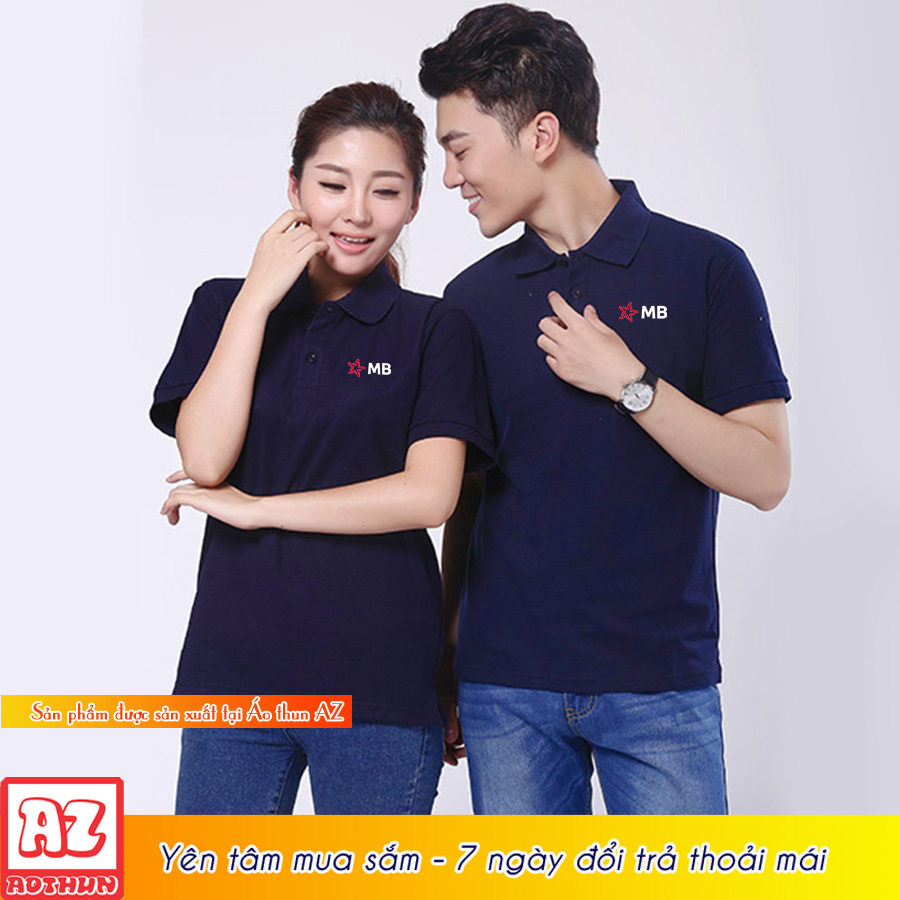 Áo thun đồng phục ngân hàng MBbank màu xanh đen navy logo mb bank thêu ...