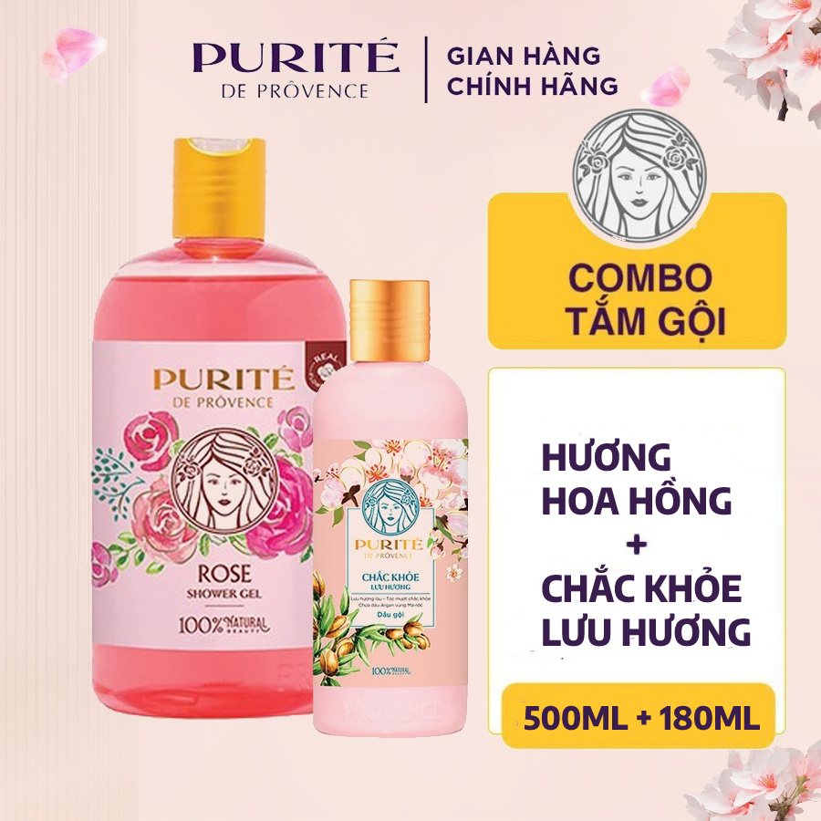 Combo Sữa Tắm Purite Mềm Mịn Hoa Hồng 500ml + Dầu Gội Purite Chắc Khỏe ...