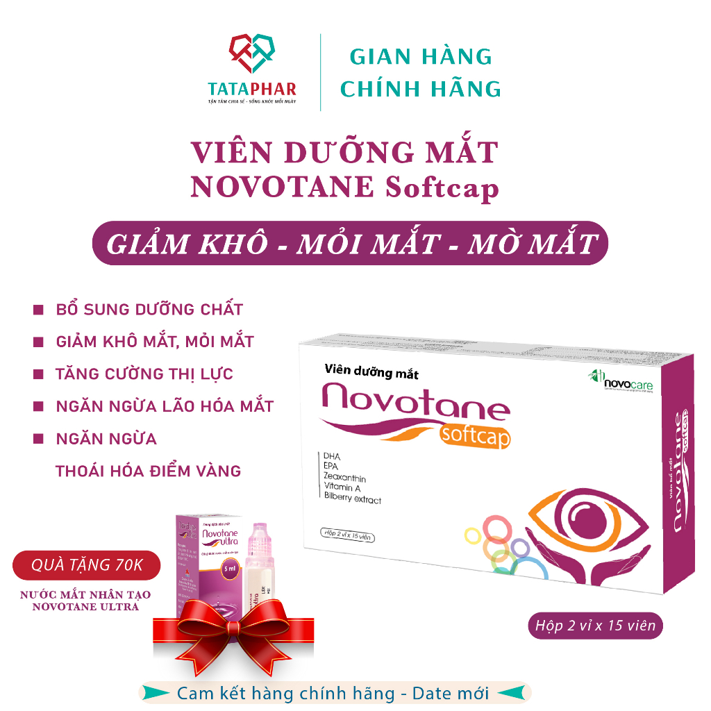 Viên uống dưỡng mắt Novotane Softcap hộp 2 vỉ x 15 viên - Tăng cường ...