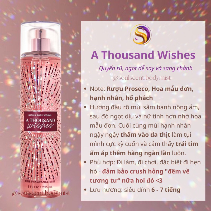 A THOUSAND WISHES Body mist xịt thơm toàn thân Bath & Body Works (AUTH ...