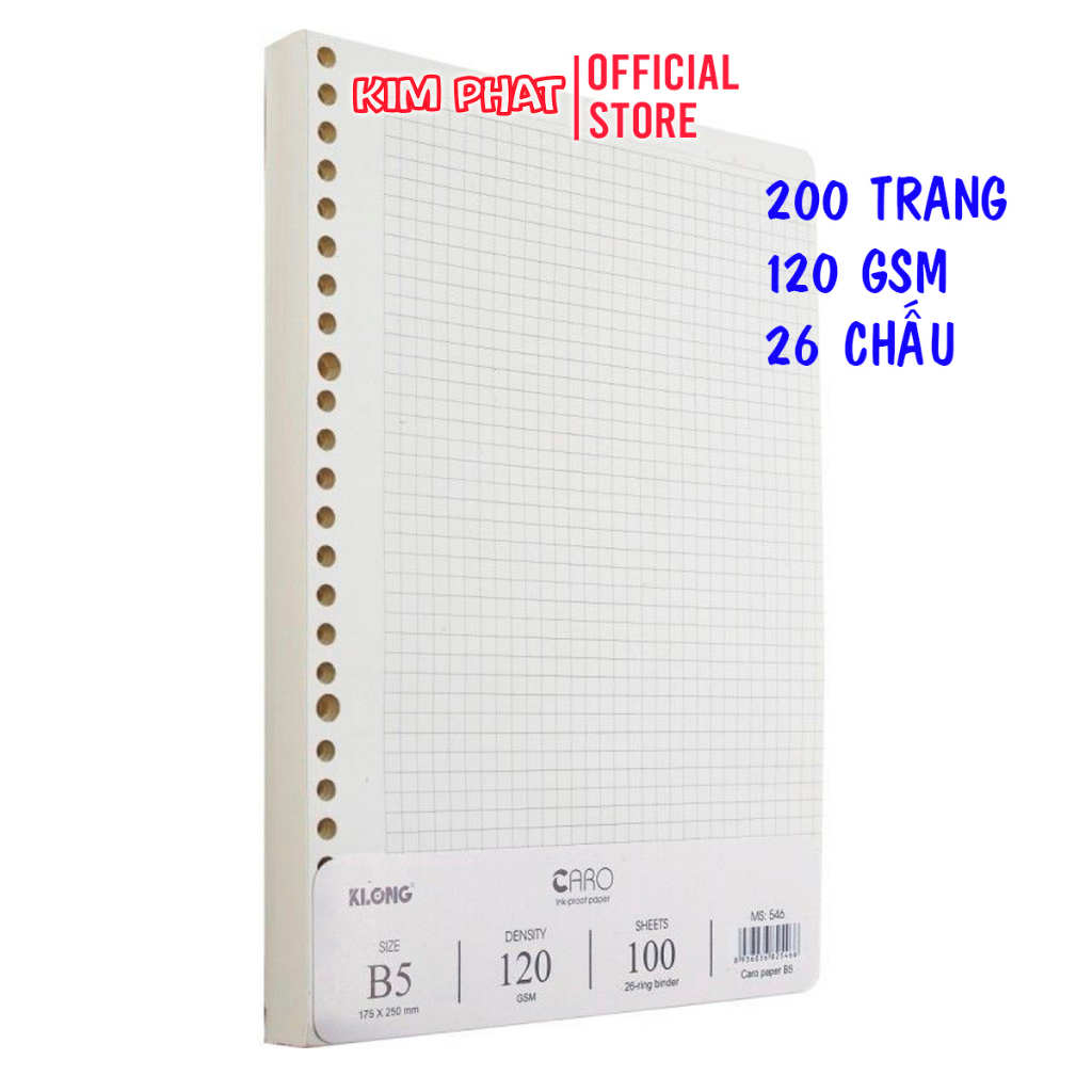 Ruột sổ còng B5 CARO 5x5 KLONG 546 - Định lượng 120gsm - 200 trang | Shopee Việt Nam