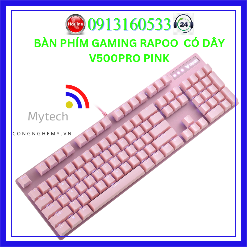 Bàn phím gaming rapoo có dây v500pro màu hồng | Shopee Việt Nam
