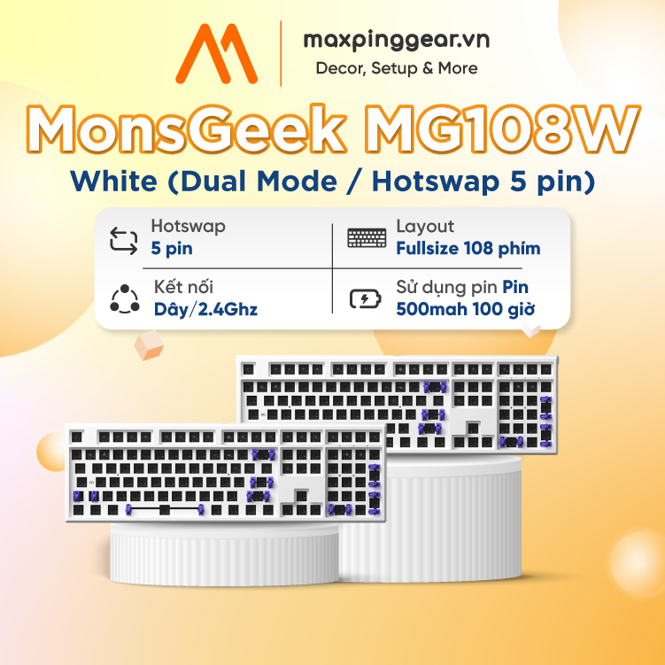 [HÀNG CHÍNH HÃNG] KIT bàn phím cơ MonsGeek MG108W White (Dual Mode / Hotswap 5 pin) | Shopee ...