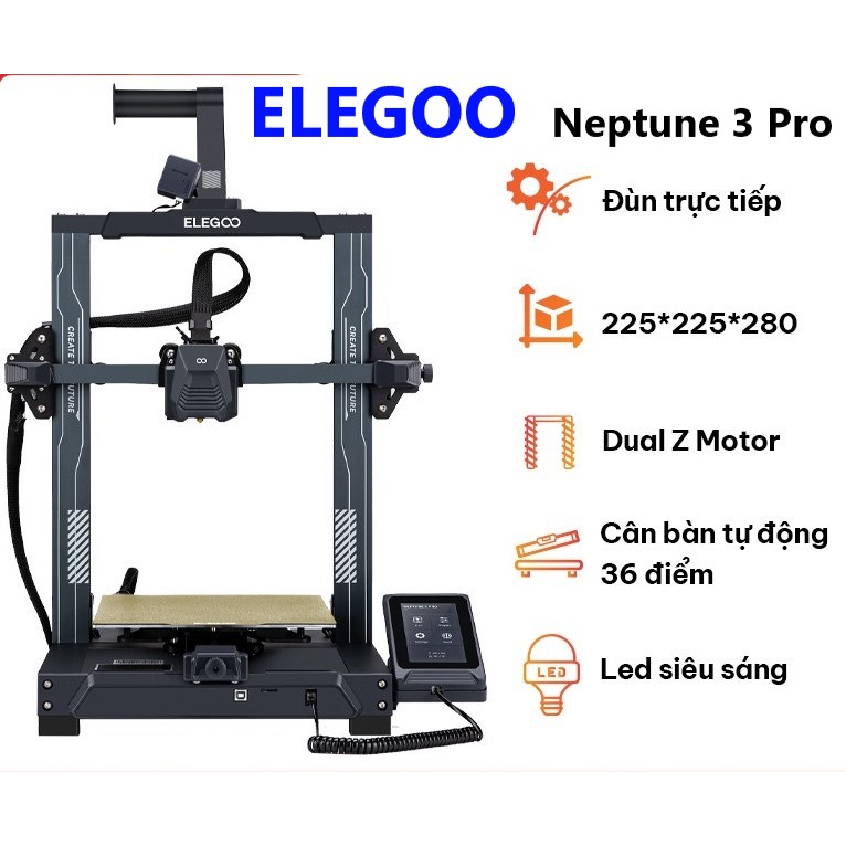 Máy in 3d FDM ELEGOO Neptune 3 Pro khổ in 225x225x280mm³ | Shopee Việt Nam