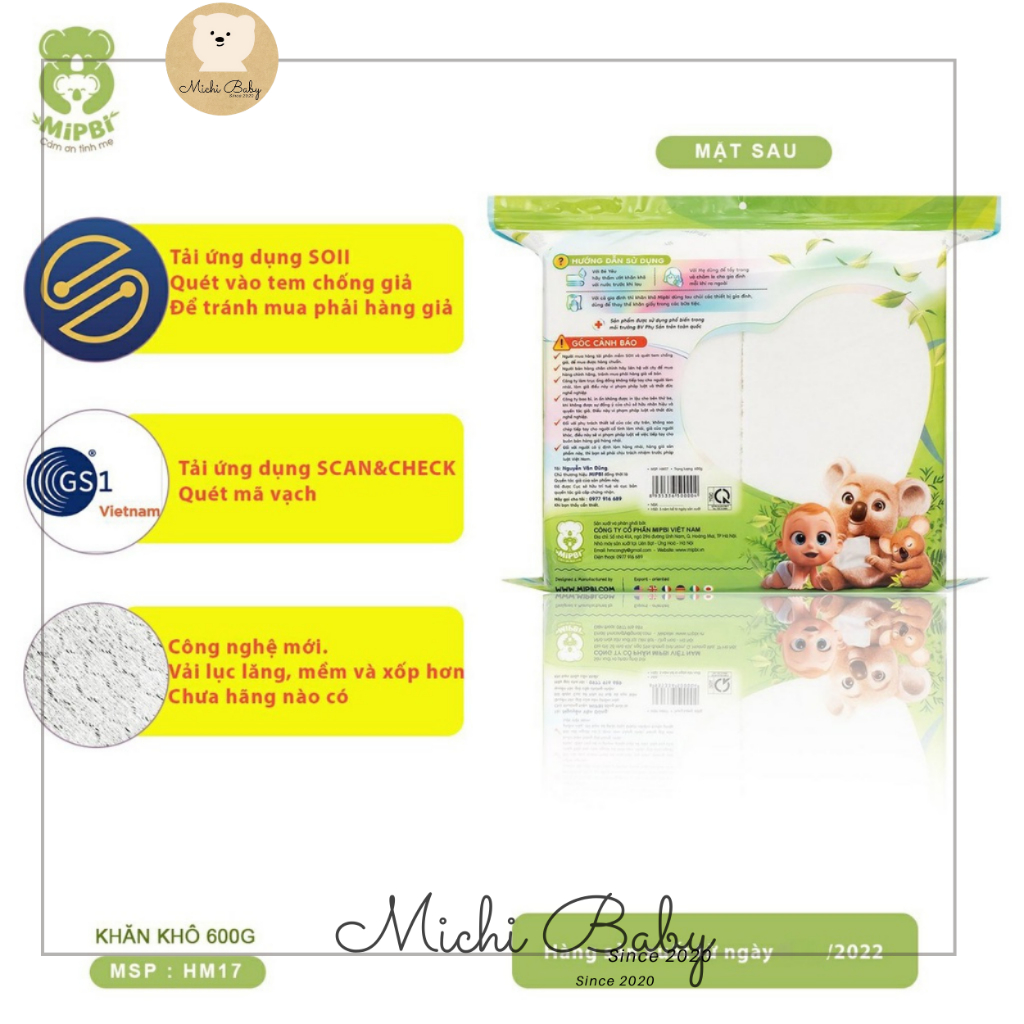 Michibaby- Khăn Vải Khô Đa Năng Cao Cấp Cho Mẹ Và Bé Mipbi Bịch 600 ...
