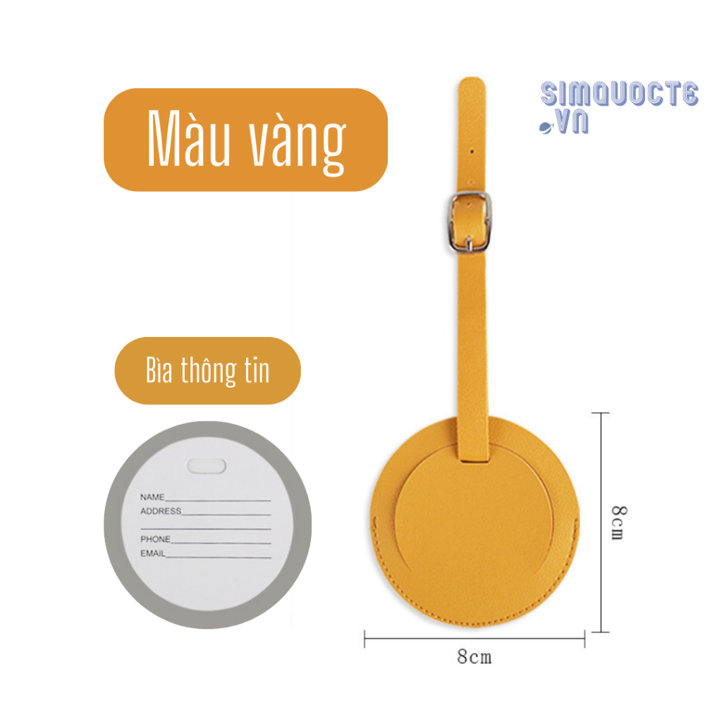 Thẻ name tag hành lý du lịch gắn vali balo da PU chống nước nhiều mẫu ...