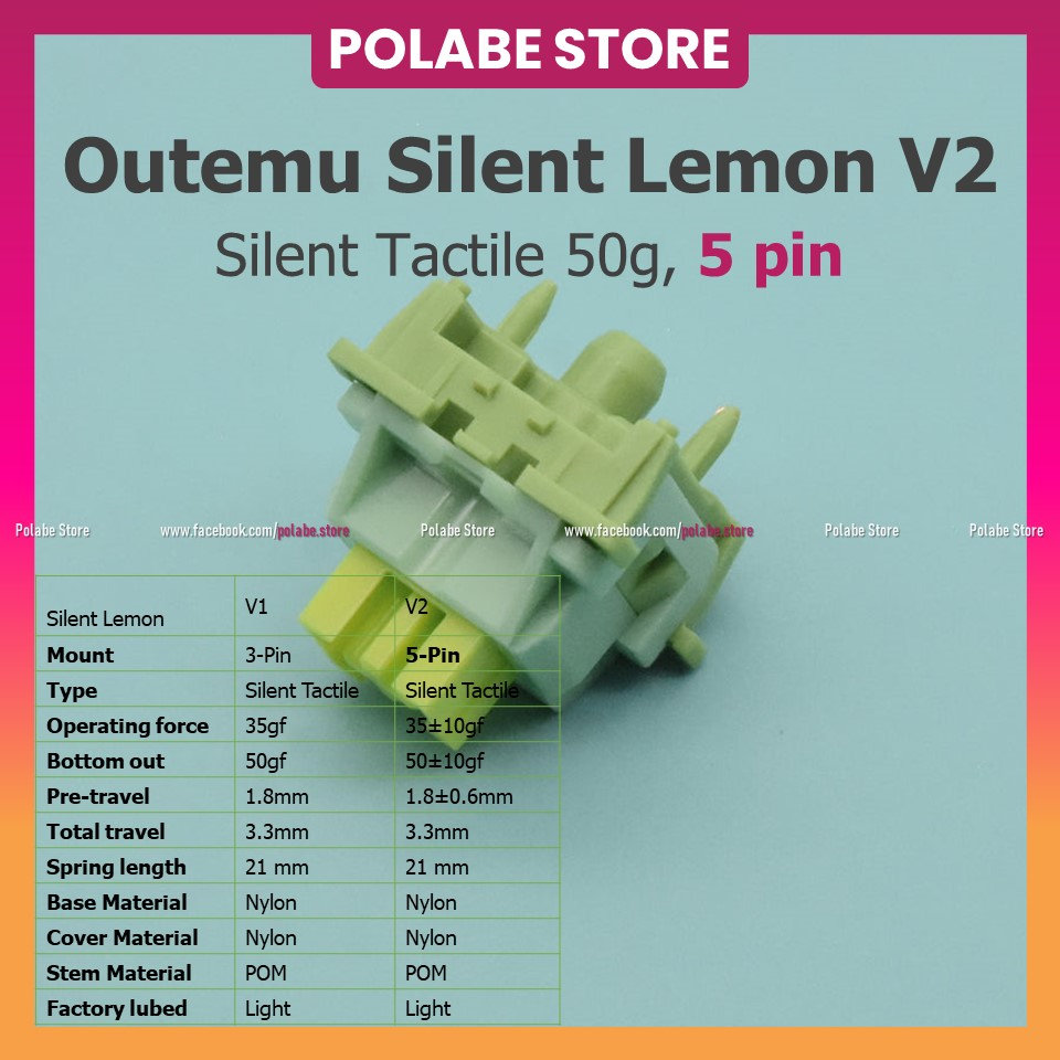 Công tắc Outemu Silent Peach v3 linear switch bàn phím cơ Outemu Silent Lemon v2 tactile switch ...