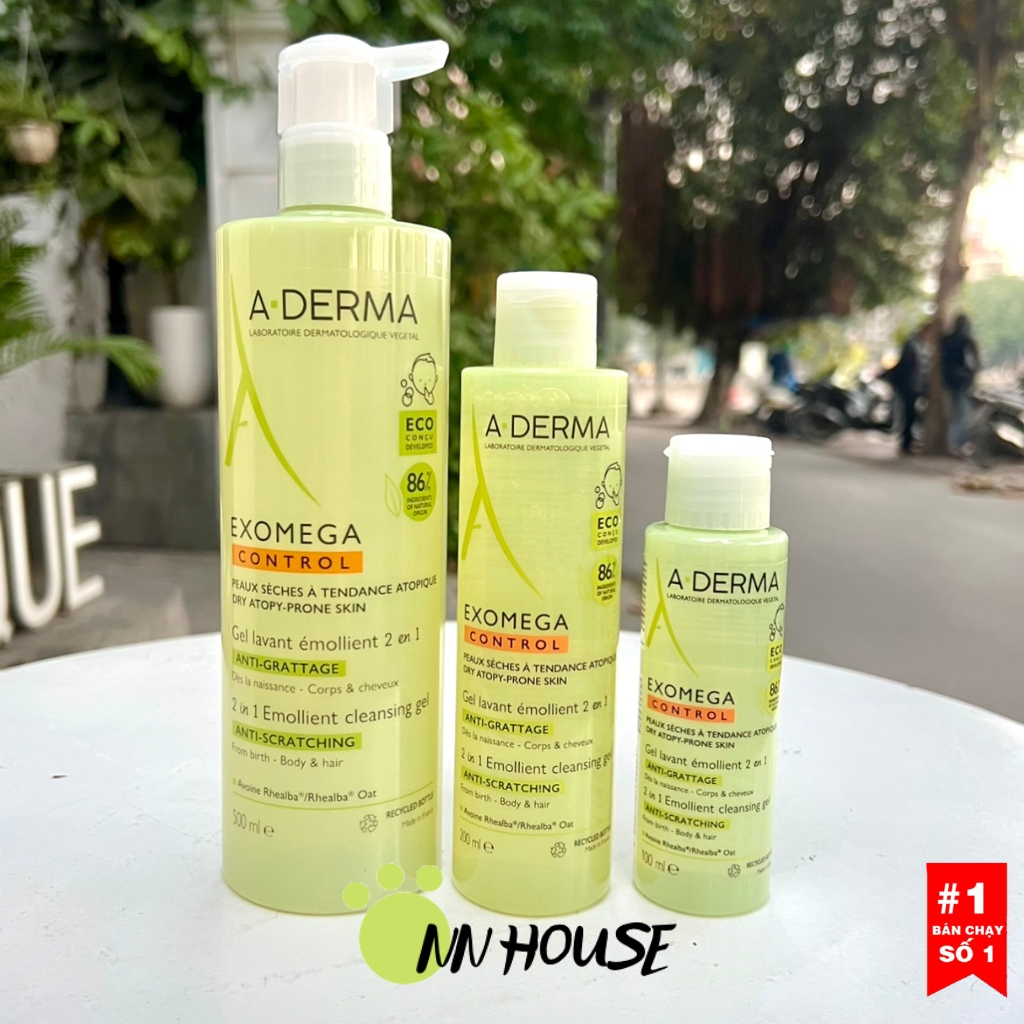 Sữa tắm Aderma Exomega bebe 3in1 dạng gel tắm kiêm dầu gội đầu da khô ...