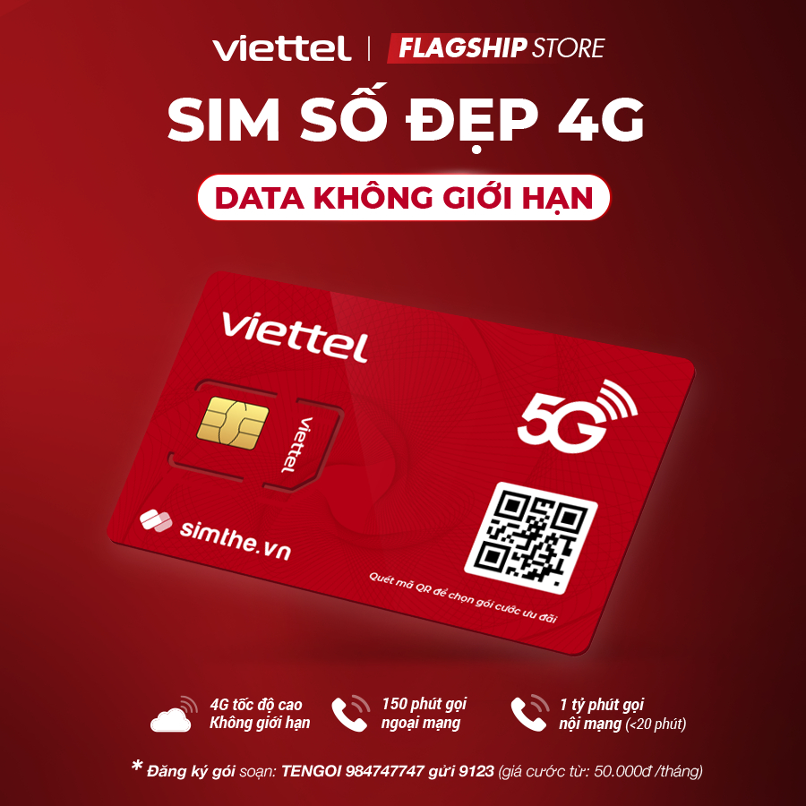 Sim Số Đẹp Viettel 4G SD70, SD90, SD135, MXH100, MXH120, V90B, V160B ...