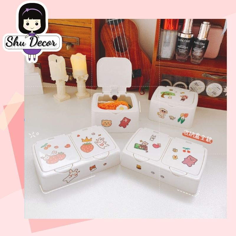 Hộp 1 Ngăn, 2 Ngăn Đựng Sticker, Chun Buộc Tóc, Đồ Nhỏ Gọn Xinh Xắn ...