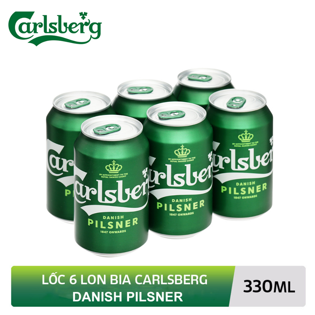 LỐC 6 LON BIA CARLSBERG DANISH PILSNER 330ML | Shopee Việt Nam
