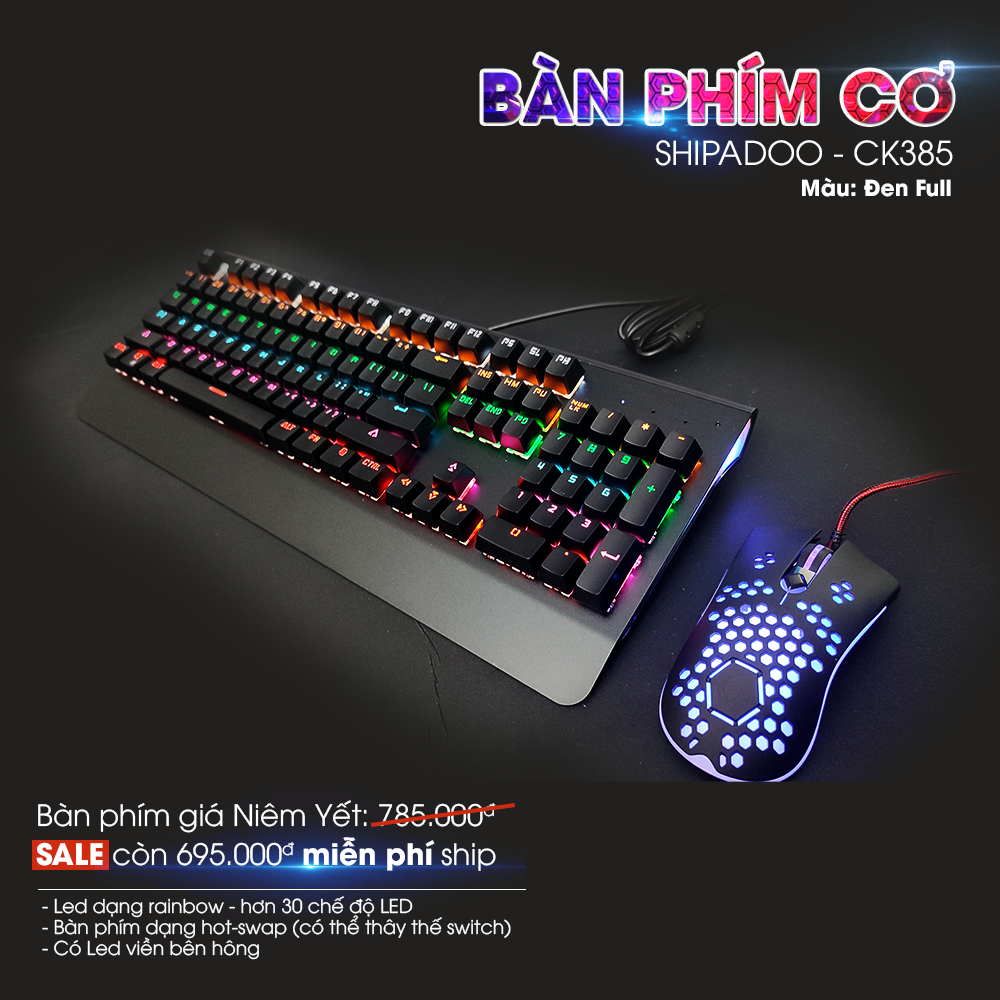 Bàn phím cơ Gaming dạng Hotswap SHIPADOO CK835 LED Rainbow - Hơn 20 Chế ...