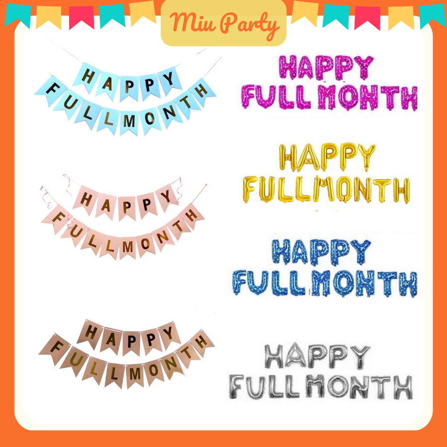 [TPHCM] Dây Chữ HAPPY FULL MONTH, Bóng Chữ Trang Trí Đầy Tháng Miu ...