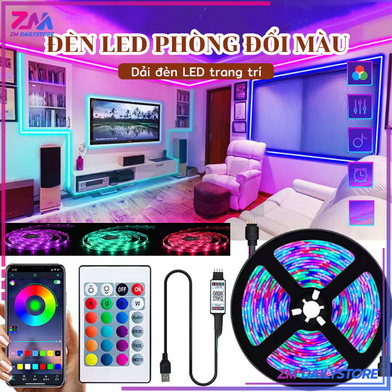 Đèn LED 5m,Đèn dây led RGB 16 triệu màu 5M,10M,15M,đổi theo nhiệt độ ...