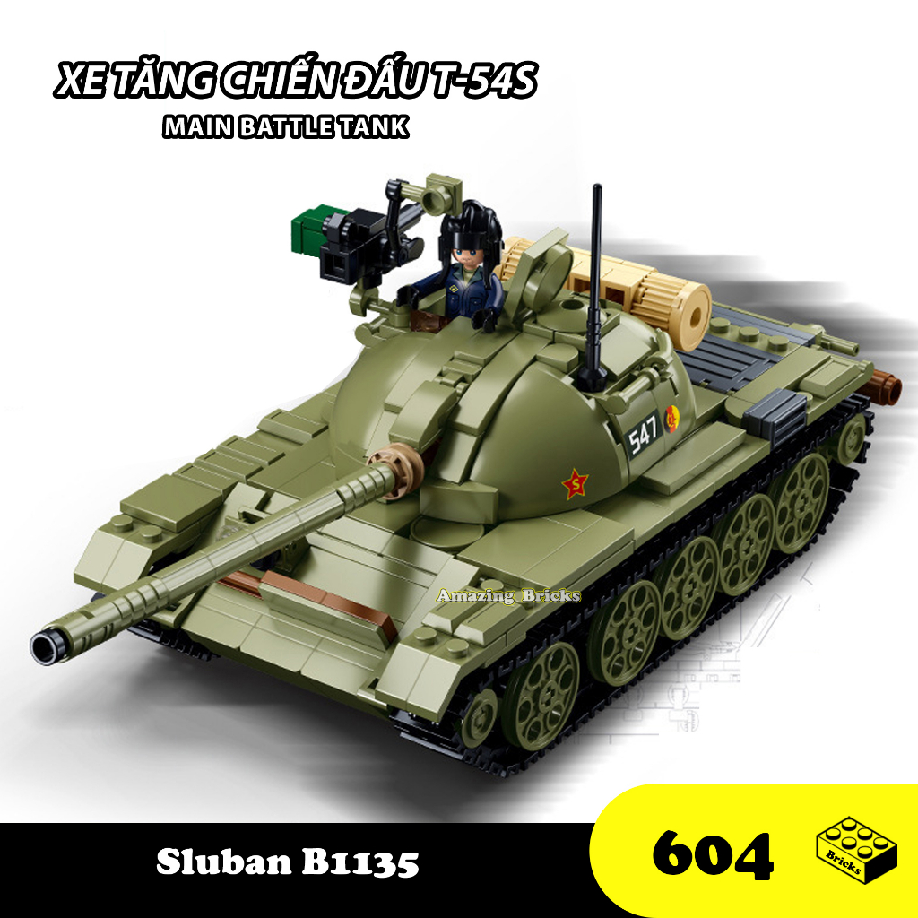 Đồ chơi Lắp ráp xe tăng chiến đấu T-54S, Sluban 1135 xoay 3 dạng mô hình, Xếp hình thông minh ...