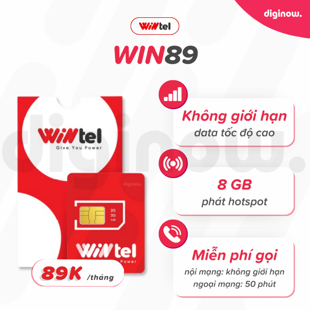 Sim Wintel Win89 (Reddi) không giới hạn data tốc độ cao - Sóng Vinaphone 4G | Shopee Việt Nam