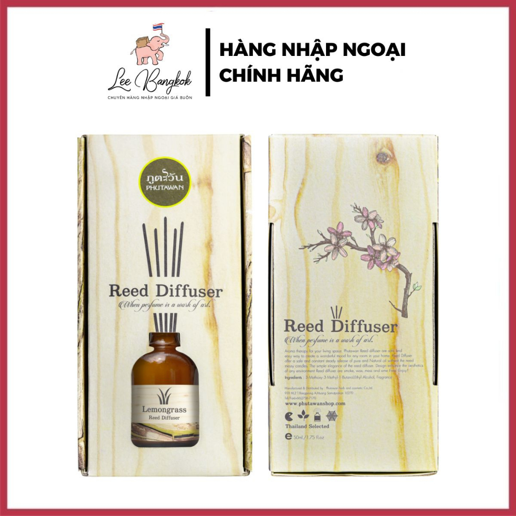 [Hộp Gỗ] Date 03/25 Tinh Dầu Thơm Phòng Phutawan Que Gỗ Aroma Reed Diffuser Hộp Vân Gỗ Thái Lan ...