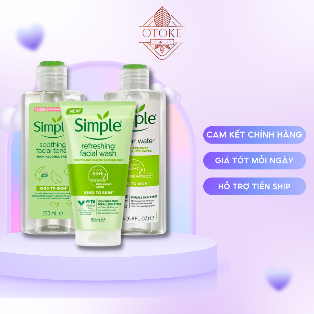 Combo 3 món simple (srm + toner + tẩy trang) | Shopee Việt Nam