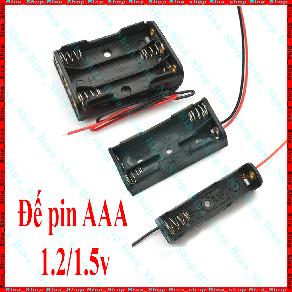 Đế gắn pin AAA 1.2V/1.5V 1 ngăn/2 ngăn/3 ngăn Đế pin 3A nối tiếp có dây ...