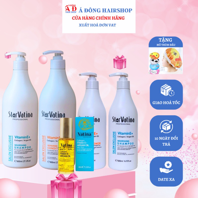 [+Tặng mũ trùm][StarVatina] Bộ dầu gội xả dưỡng sinh phục hồi tóc hư ...