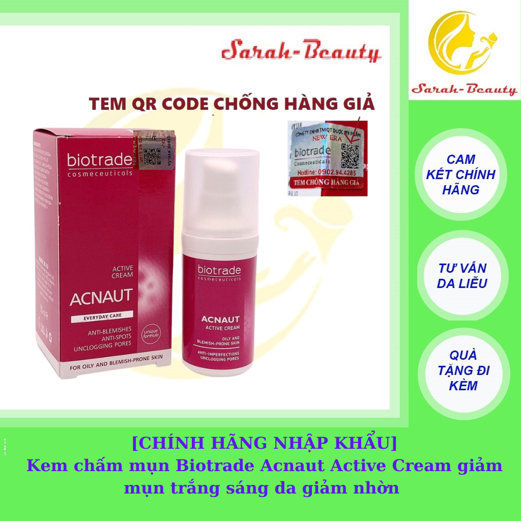 [CHÍNH HÃNG] Kem chấm mụn Biotrade Acnaut Active Cream giảm mụn trắng ...