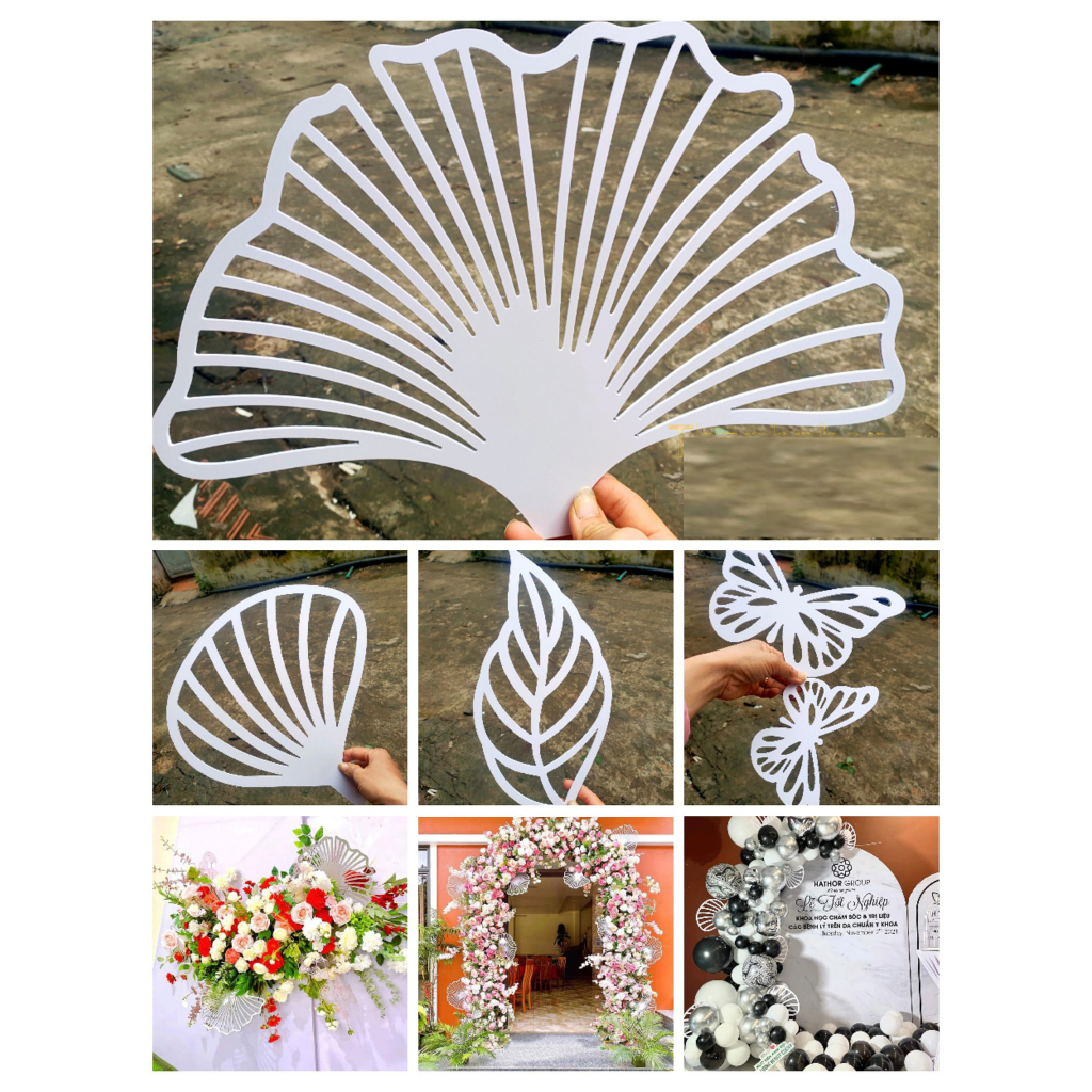 Hoa, lá, quạt, trang trí backdrop formex 3 li | Shopee Việt Nam