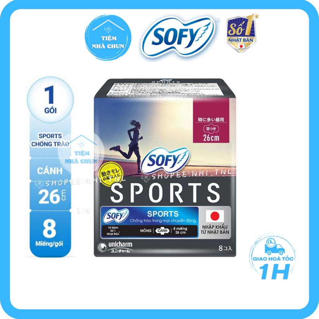 [BVS SOFY SPORT] - Gói 8 Miếng 26cm - Băng Vệ Sinh SOFY SPORT Siêu Mỏng Cánh Chống Trào trong ...