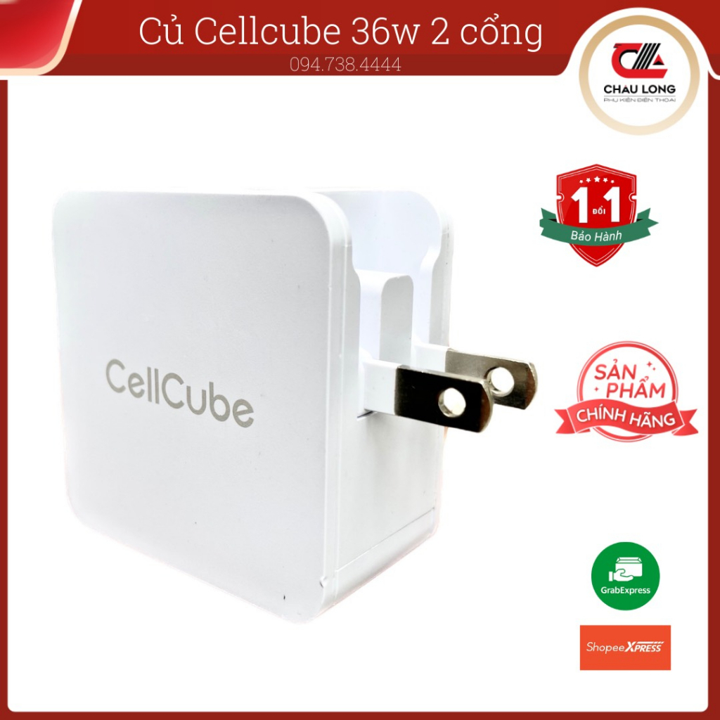 Củ sạc nhanh Cellcube 36W 2 cổng. Bảo hành 1 đổi 1 | Shopee Việt Nam