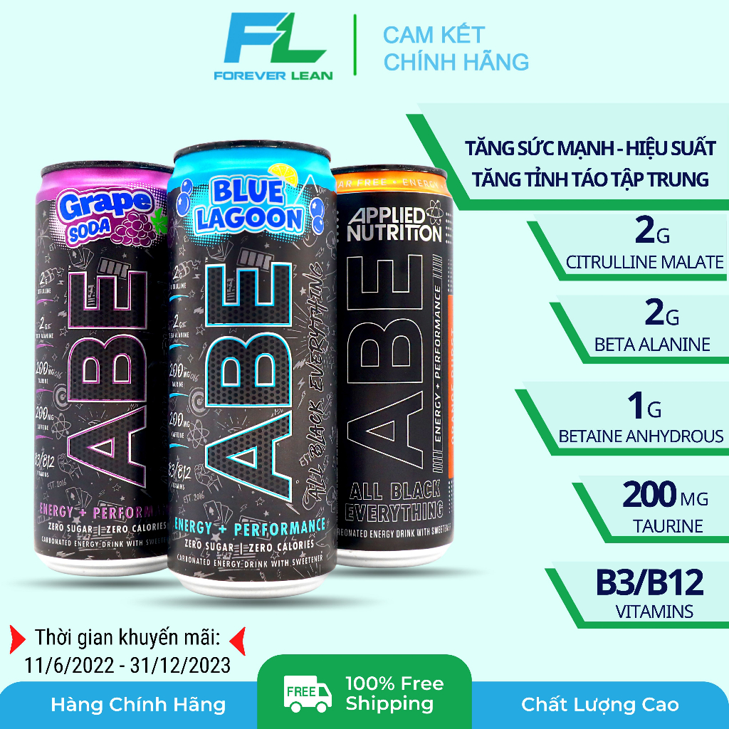 [Chính Hãng] APPLIED NUTRITION Combo 4 lon ABE Pre-workout Energy ...