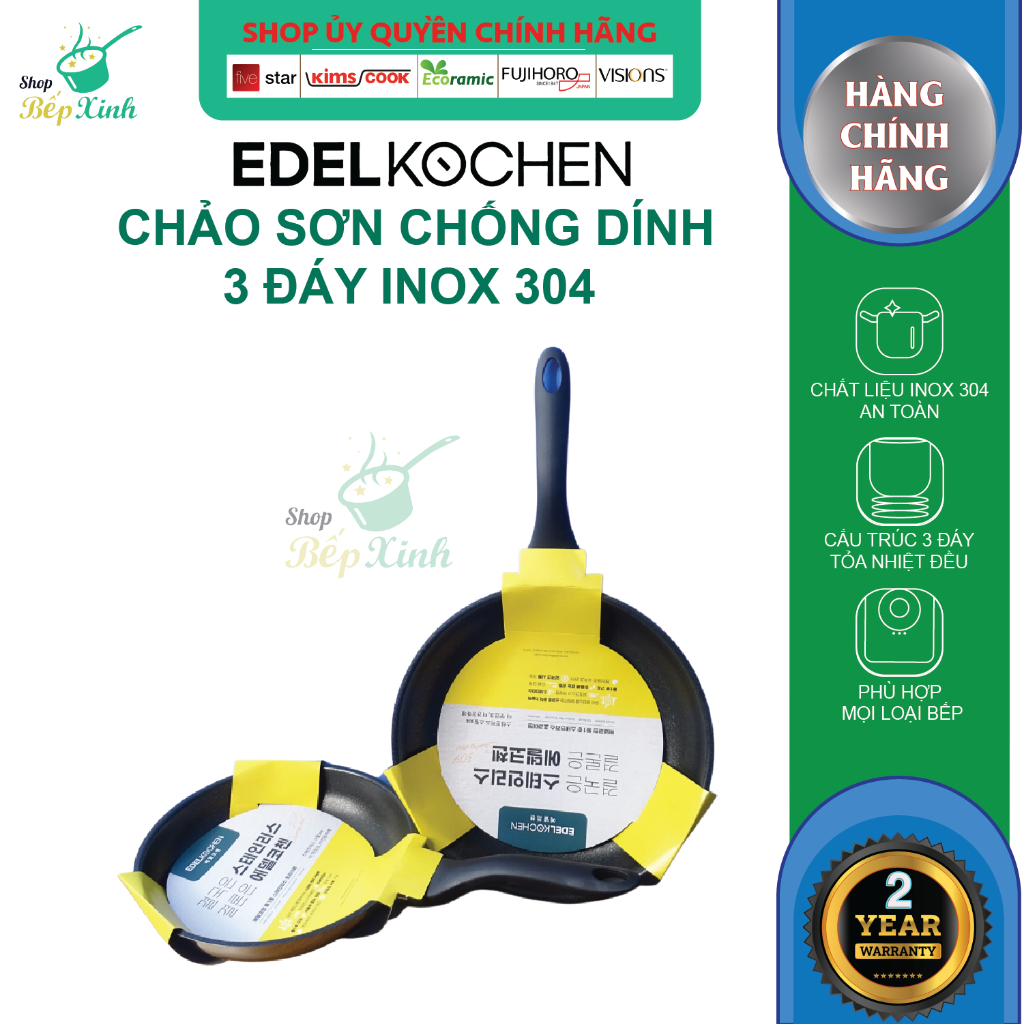 Chảo Chống Dính Đáy Từ 3 đáy inox 304 Edelkochen Hàn Quốc Size 24-28cm ...