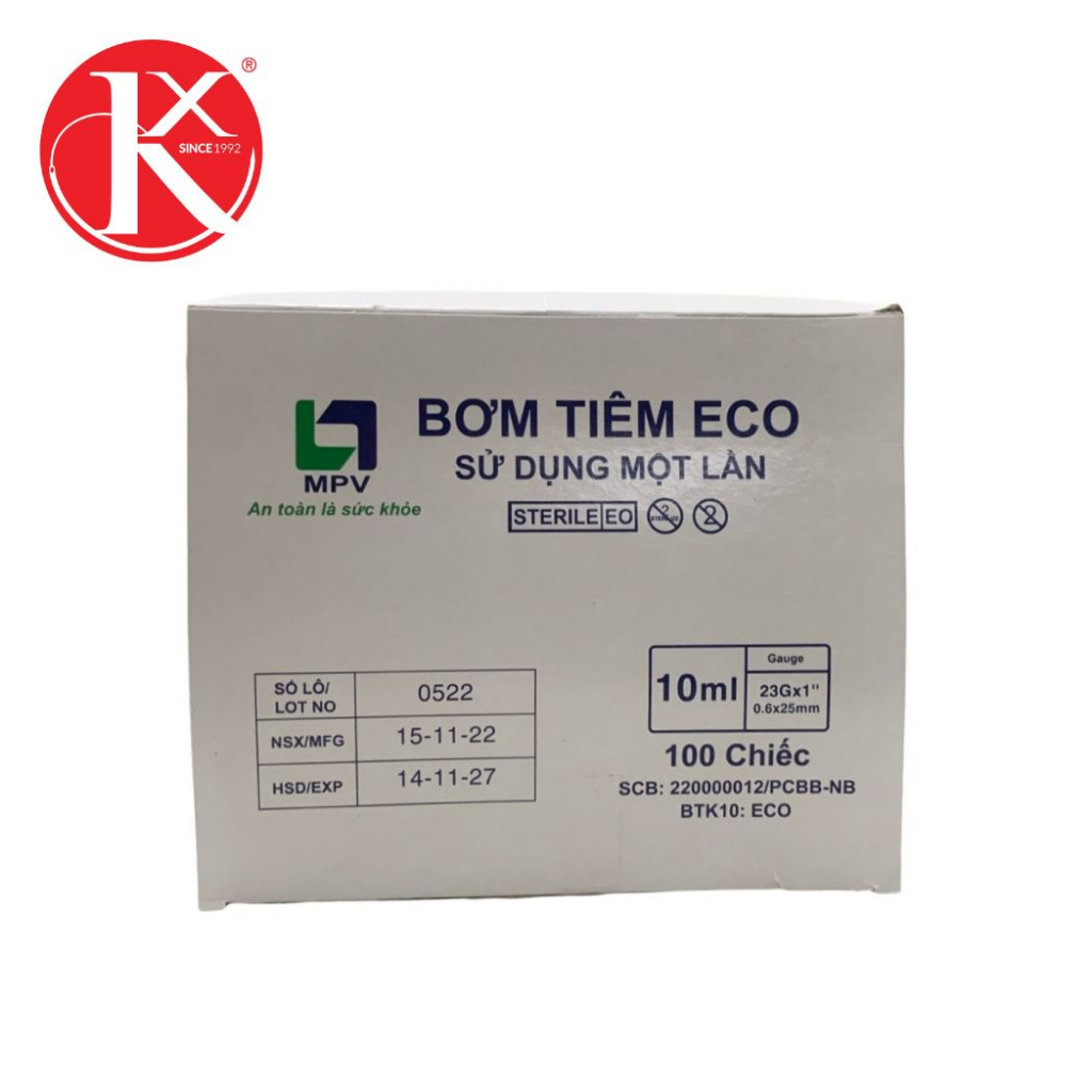 BƠM TIÊM ECO VÔ TRÙNG SỬ DỤNG MỘT LẦN VIỆT NAM MPV 10ML/CC - KIM 23G X 1 (hộp 100 cây) | Shopee ...