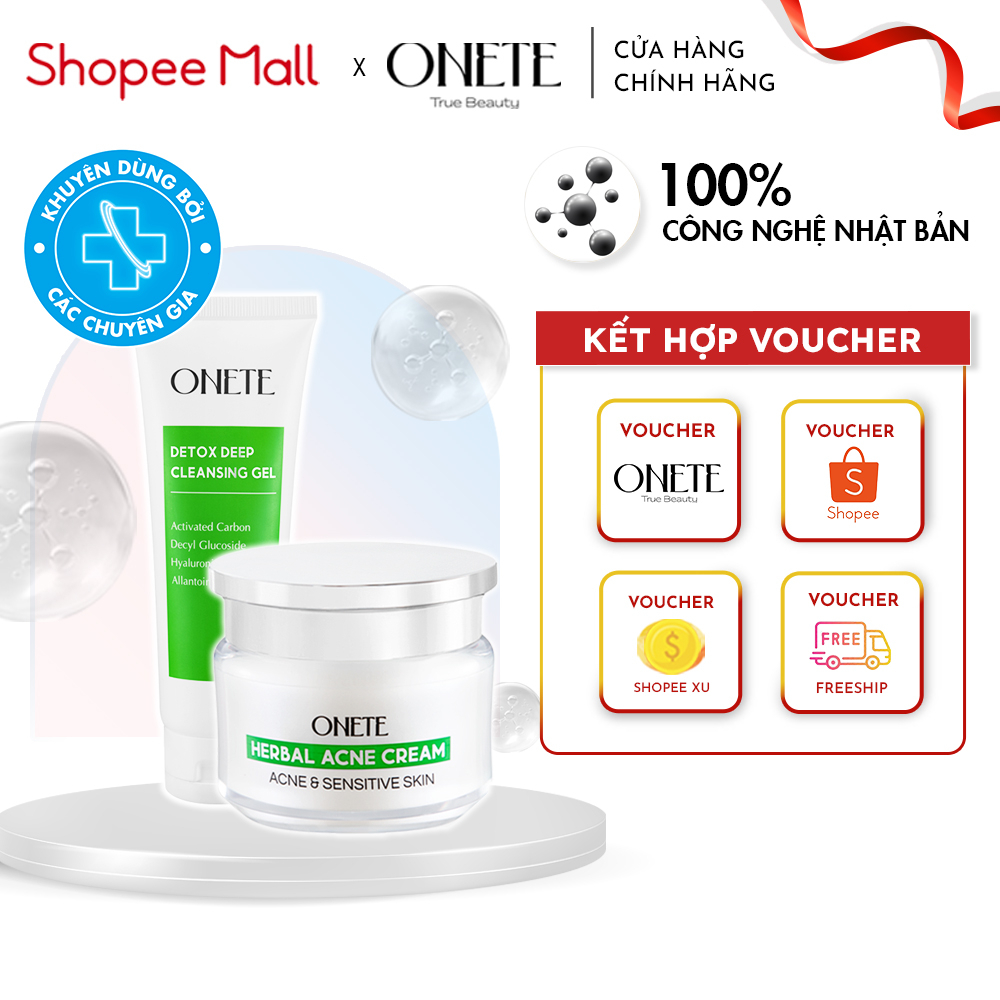 Combo Kem mụn thảo dược Onete và Sửa rửa mặt Onete 120ml | Shopee Việt Nam