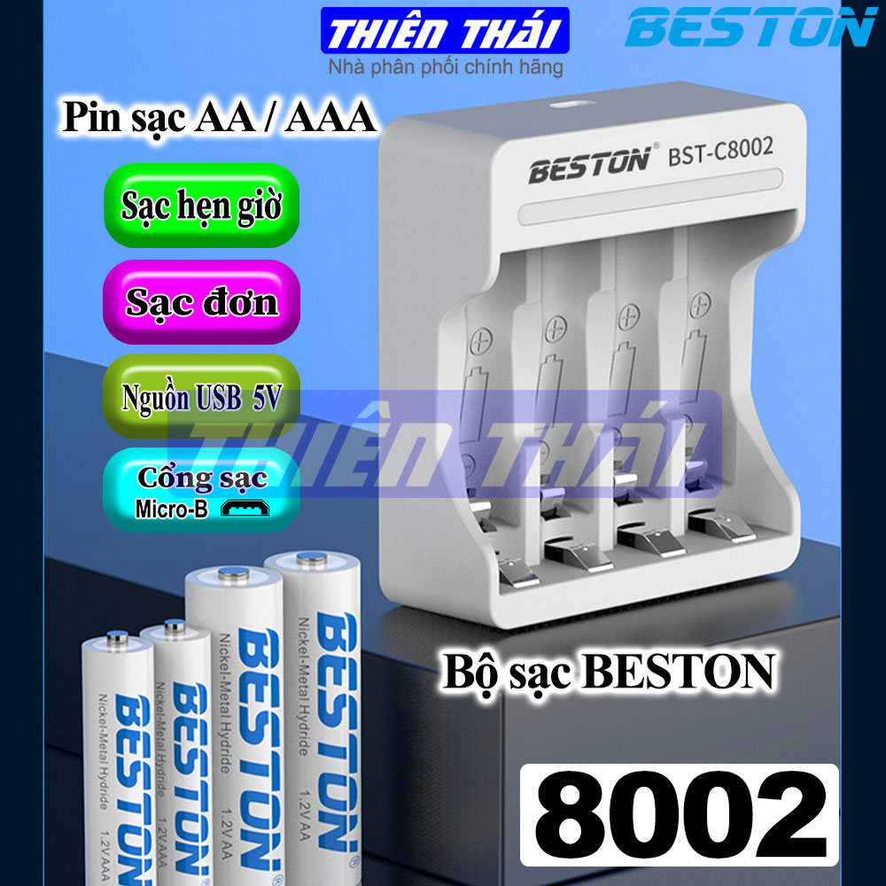 pin sạc BESTON,bộ sạc BESTON BST-C8002,pin sạc AA3300mAh,AAA1300mAh,pin ...